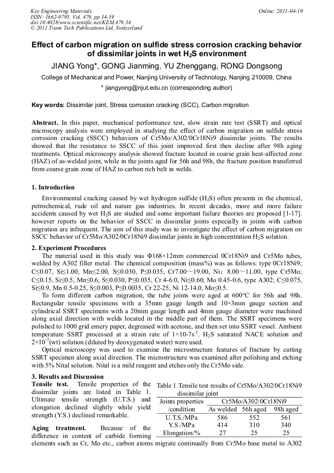Effect of Carbon Migration on Sulfide Stress Corrosion Cracking ...