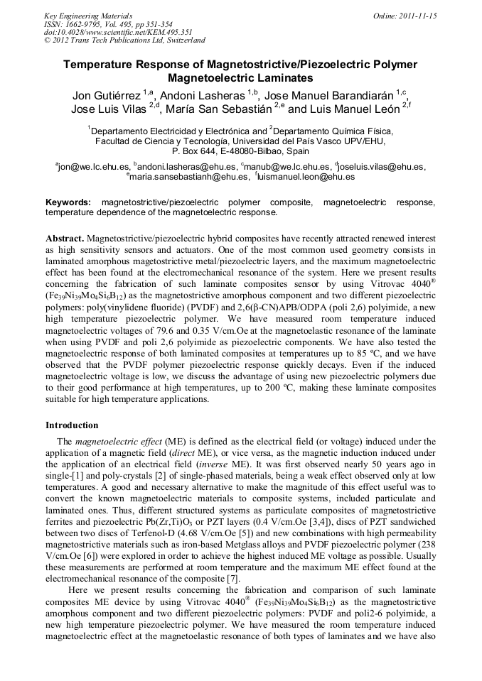 Temperature Response of Magnetostrictive/Piezoelectric Polymer ...