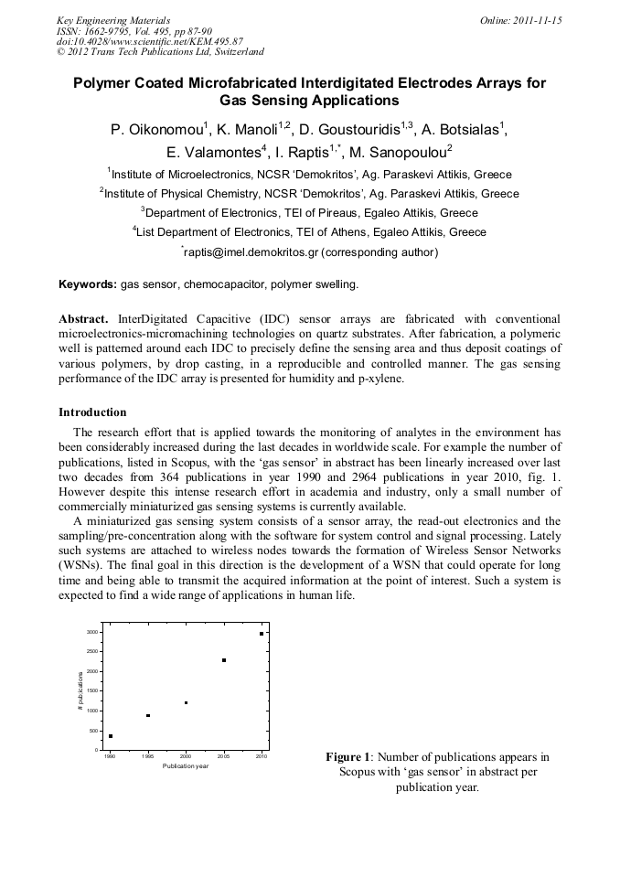 Polymer Coated Microfabricated Interdigitated Electrodes Arrays for Gas ...