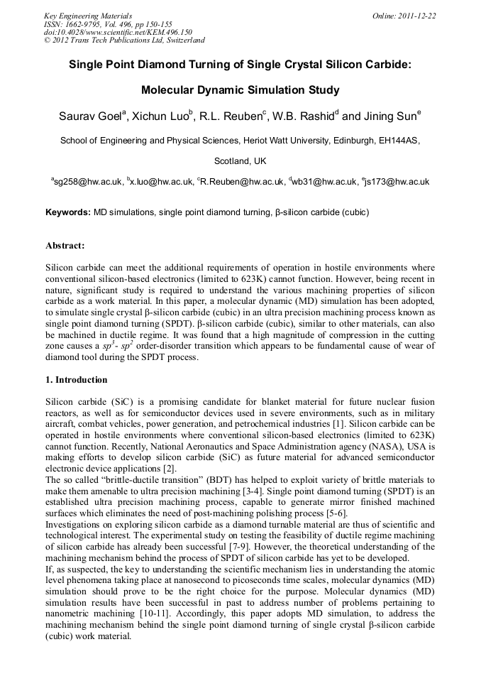 Single Point Diamond Turning of Single Crystal Silicon Carbide ...