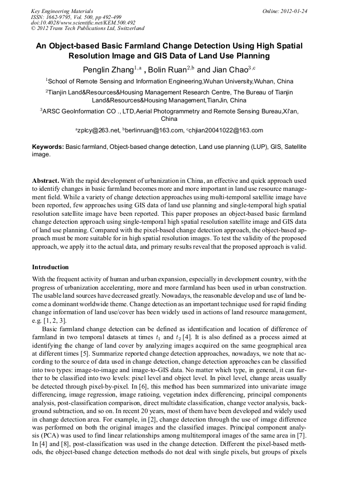 An Object-Based Basic Farmland Change Detection Using High Spatial ...