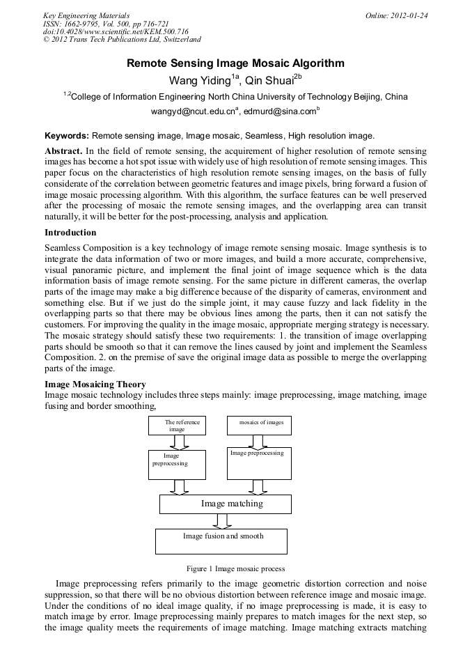 Remote Sensing Image Mosaic Algorithm | Scientific.Net