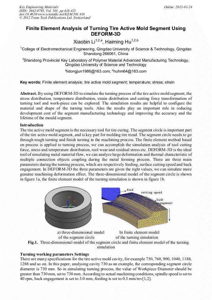 Finite Element Analysis of Turning Tire Active Mold Segment Using ...