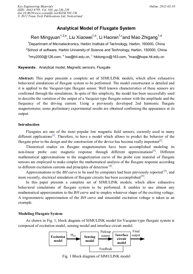 Analytical Model of Fluxgate System | Scientific.Net