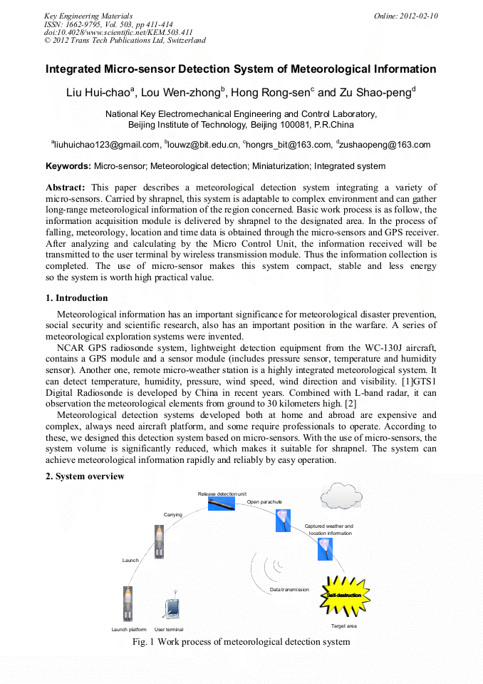 Integrated Micro-Sensor Detection System of Meteorological Information ...