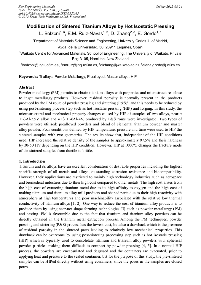 Modification of Sintered Titanium Alloys by Hot Isostatic Pressing ...