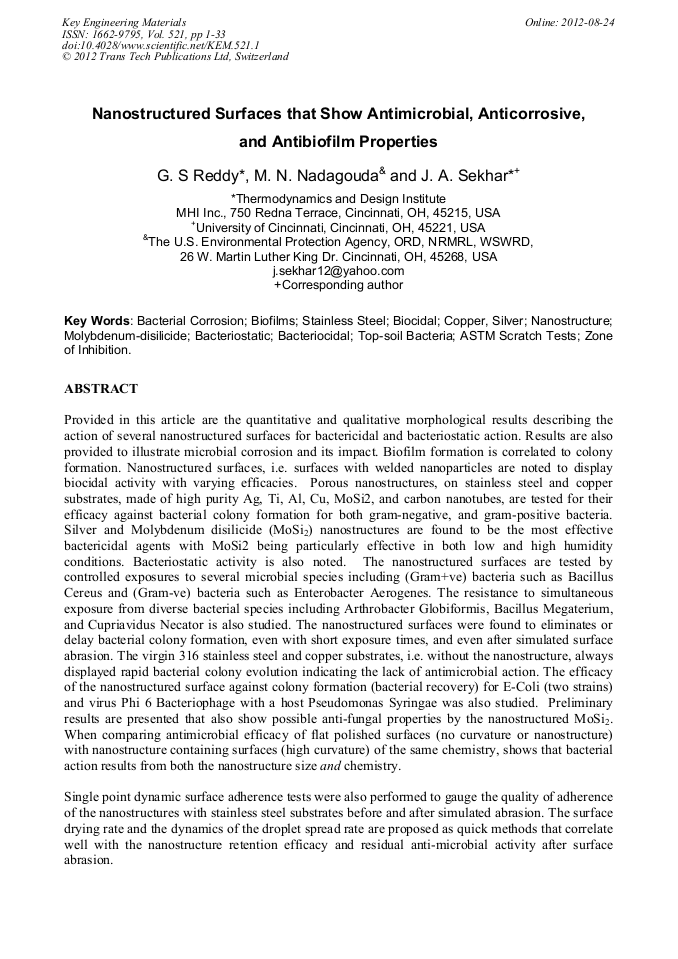 Nanostructured Surfaces that Show Antimicrobial, Anticorrosive, and Antibiofilm Properties ...