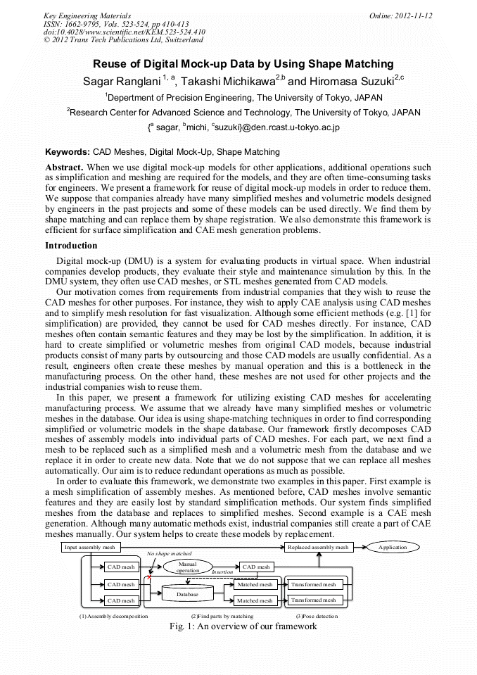 Reuse of Digital Mock-Up Data by Using Shape Matching | Scientific.Net