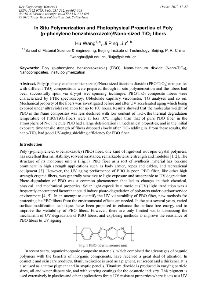 In Situ Polymerization and Photophysical Properties of Poly(p-phenylene ...