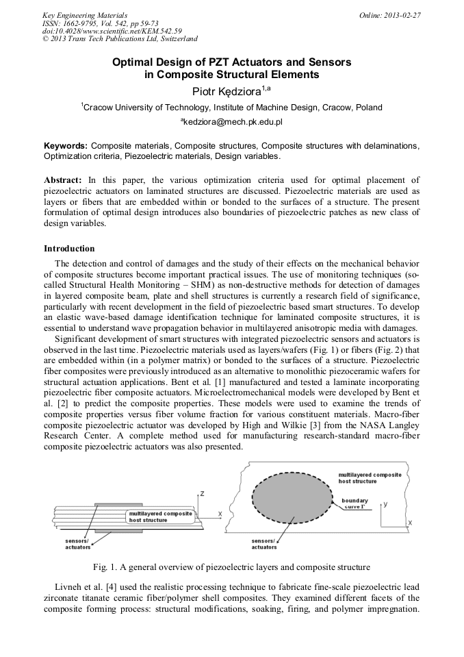 Optimal Design of PZT Actuators and Sensors in Composite Structural ...
