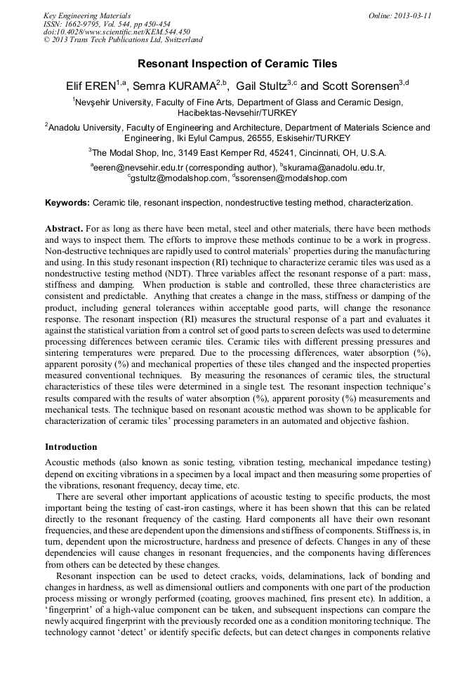 Resonant Inspection of Ceramic Tiles | Scientific.Net