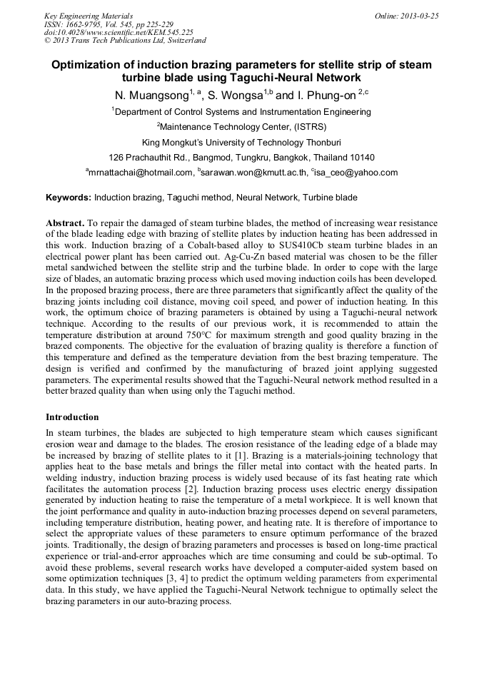 Optimization of Induction Brazing Parameters for Stellite Strip of ...