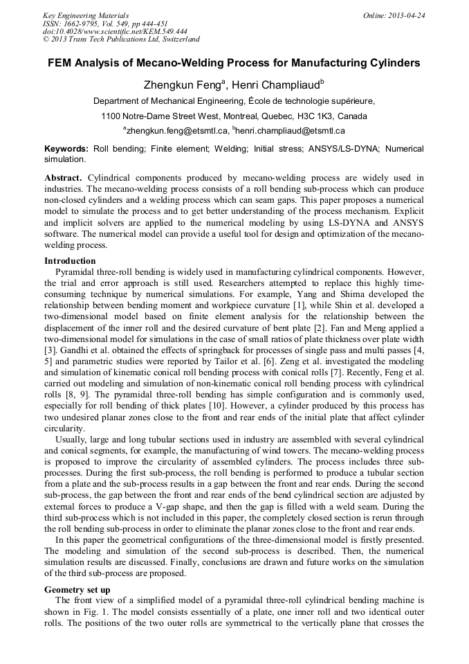 FEM Analysis of Mecano-Welding Process for Manufacturing Cylinders ...