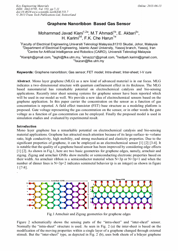 Graphene Nanoribbon Based Gas Sensor | Scientific.Net