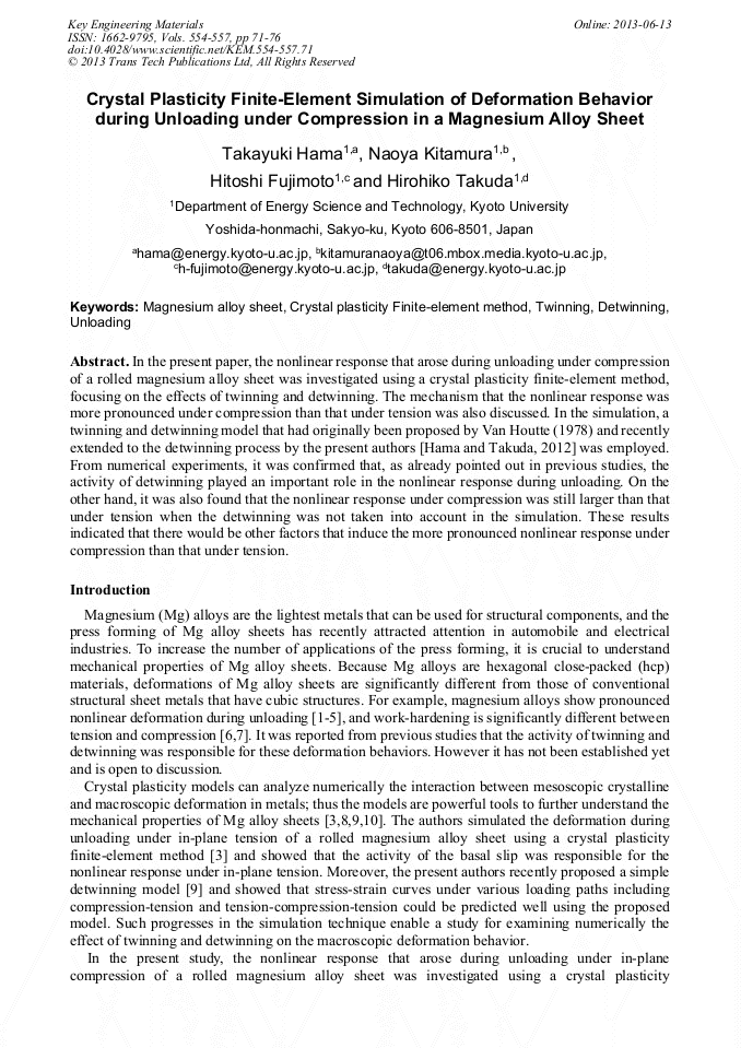 Crystal Plasticity Finite-Element Simulation of Deformation Behavior ...