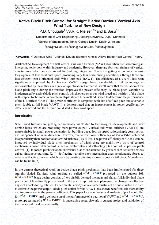 Active Blade Pitch Control for Straight Bladed Darrieus Vertical Axis ...