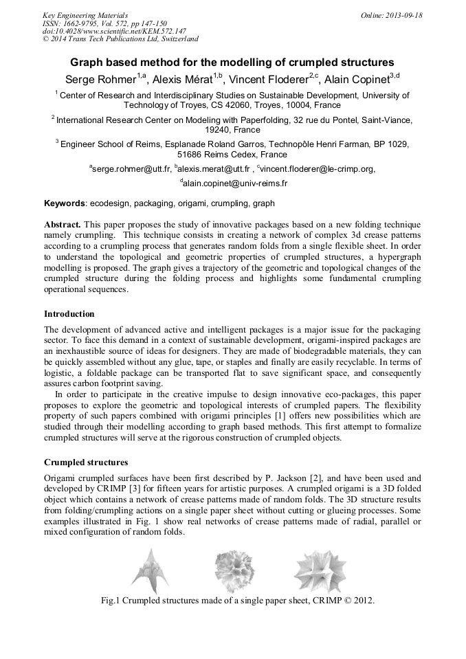 Graph Based Method for the Modelling of Crumpled Structures ...