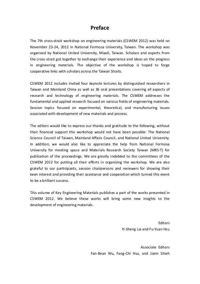 Preface | Engineering Materials VII | Scientific.Net