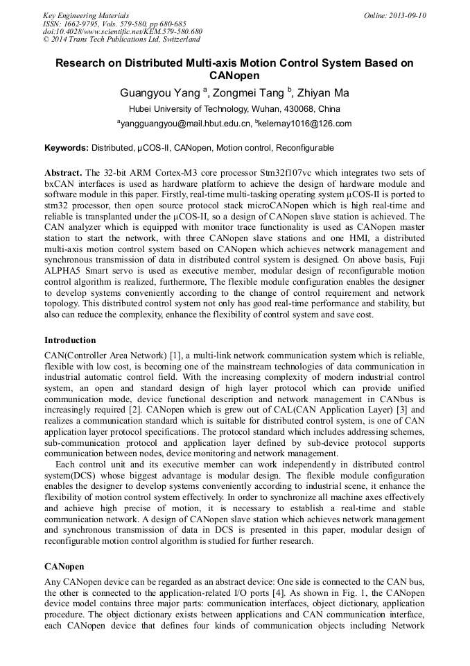 Research on Distributed Multi-Axis Motion Control System Based on ...