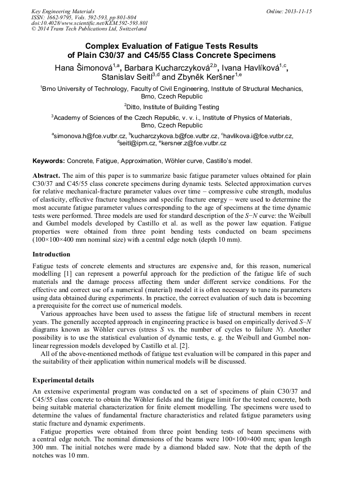 Complex Evaluation of Fatigue Tests Results of Plain C30/37 and C45/55 ...