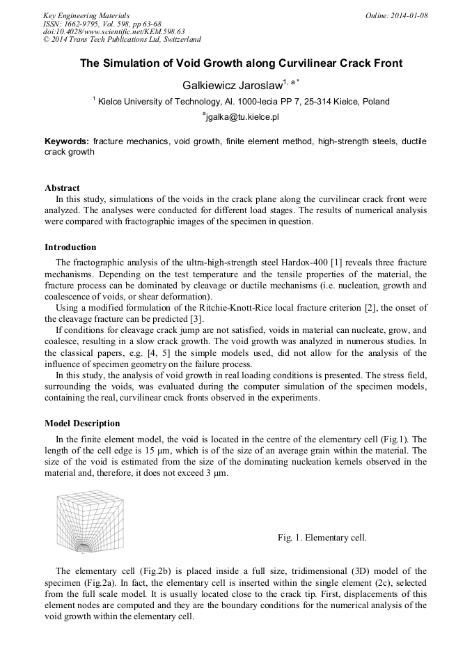 The Simulation of Void Growth along Curvilinear Crack Front ...