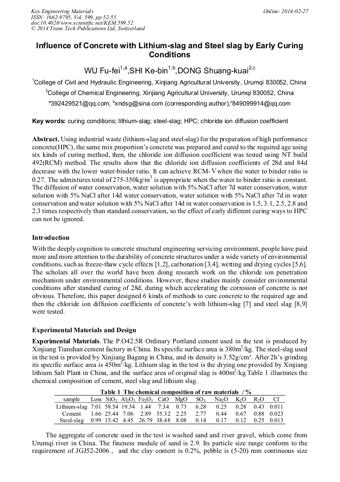 Influence of Concrete with Lithium-Slag and Steel Slag by early Curing ...