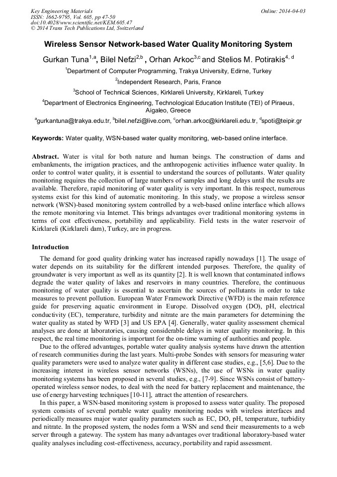 Wireless Sensor Network-Based Water Quality Monitoring System ...