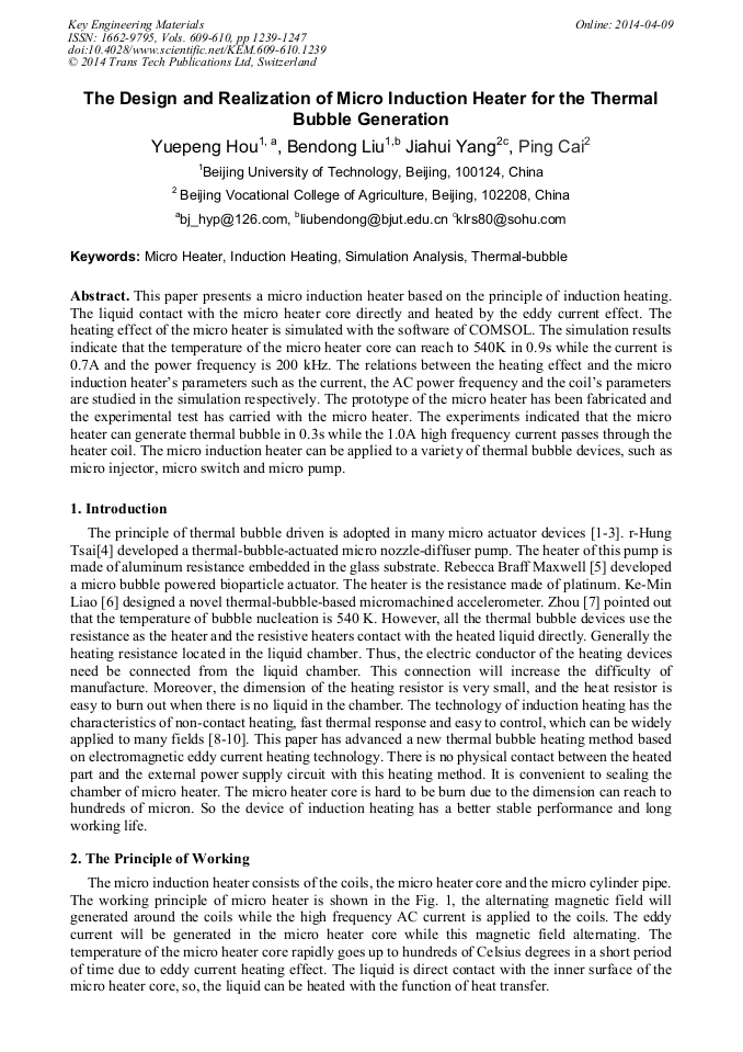 The Design and Realization of Micro Induction Heater for the Thermal ...