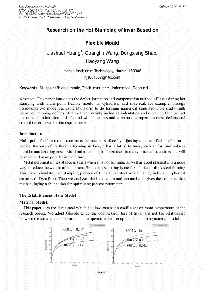 Research on the Hot Stamping of Invar Based on Flexible Mould ...