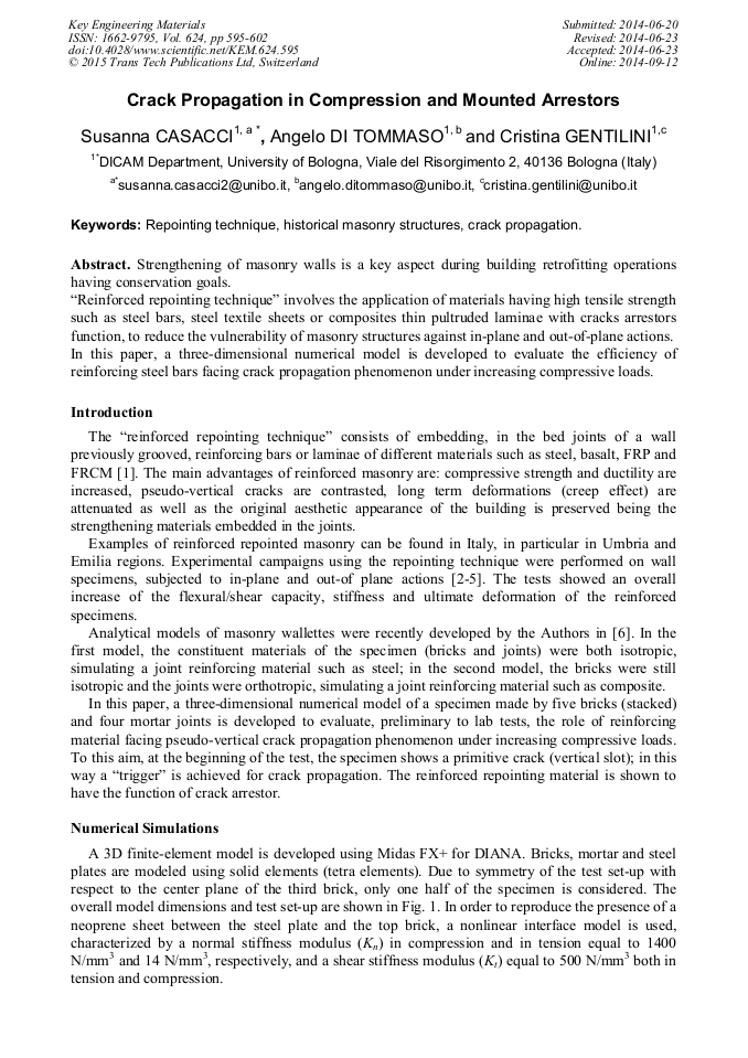 Crack Propagation in Compression and Mounted Arrestors | Scientific.Net