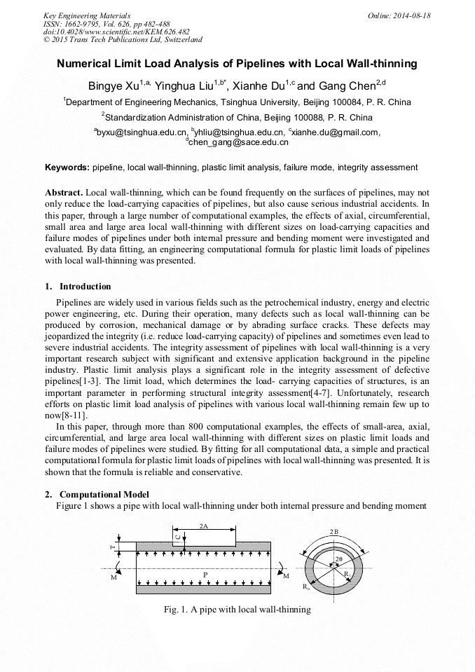 Numerical Limit Load Analysis of Pipelines with Local Wall-Thinning ...