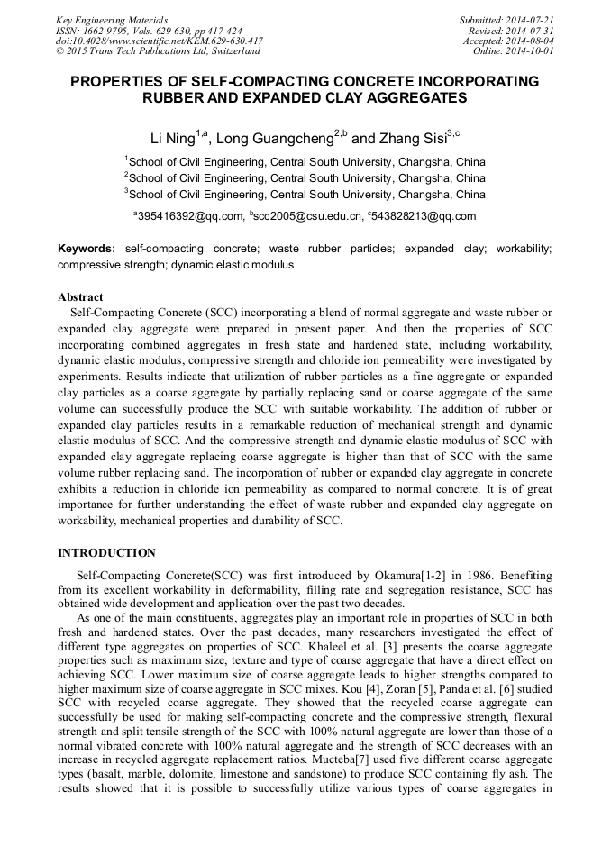 Properties of Self-Compacting Concrete Incorporating Rubber and ...