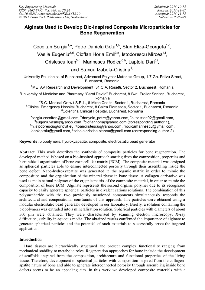 Alginate Used to Develop Bio-Inspired Composite Microparticles for Bone ...