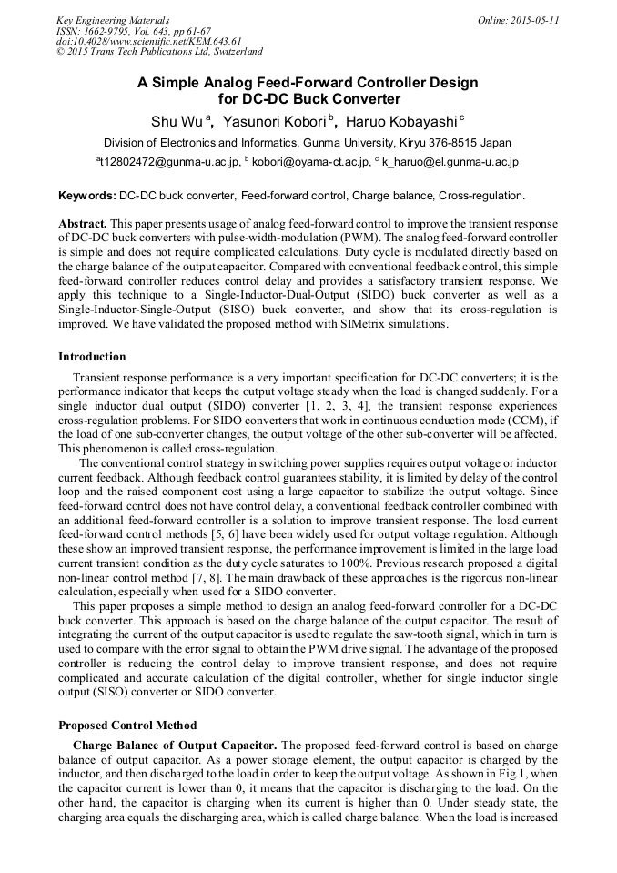 A Simple Analog Feed-Forward Controller Design for DC-DC Buck Converter ...