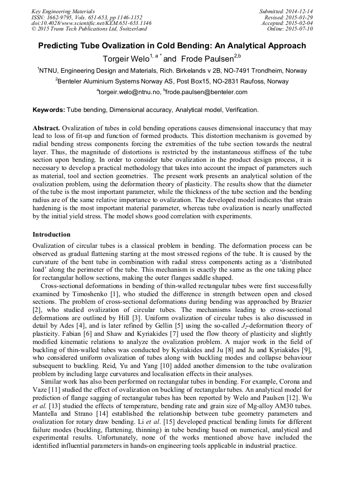 Predicting Tube Ovalization in Cold Bending: An Analytical Approach ...
