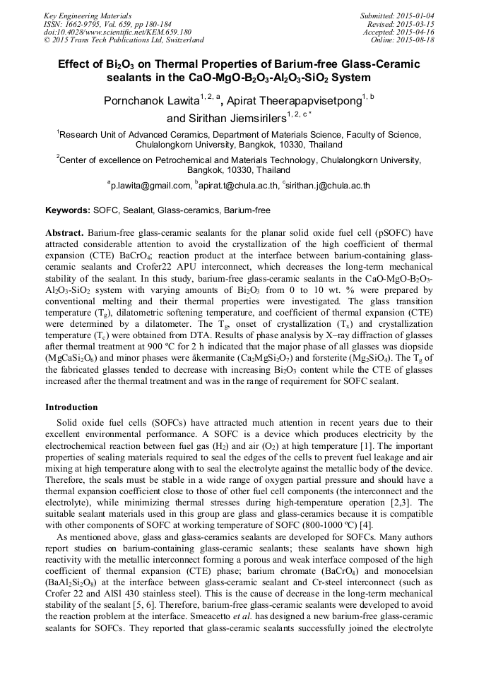 Effect of Bi2O3 on Thermal Properties of Barium-Free Glass-Ceramic ...