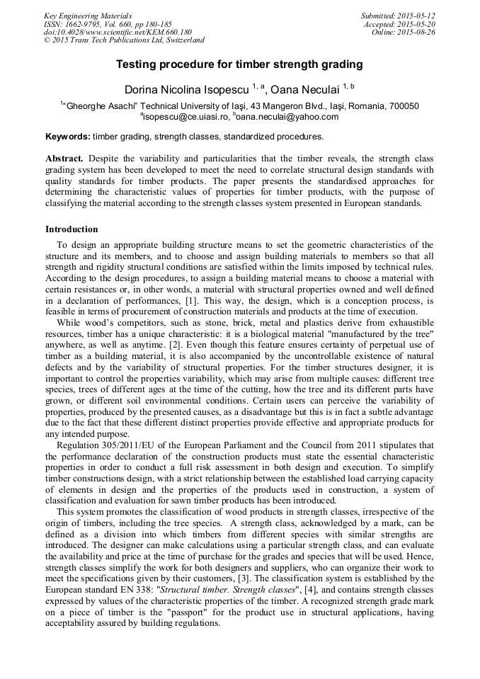 Testing Procedure for Timber Strength Grading | Scientific.Net