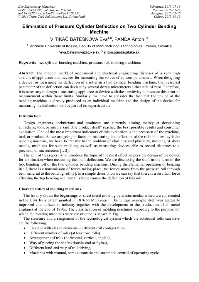 Elimination of Pressure Cylinder Deflection on Two Cylinder Bending ...
