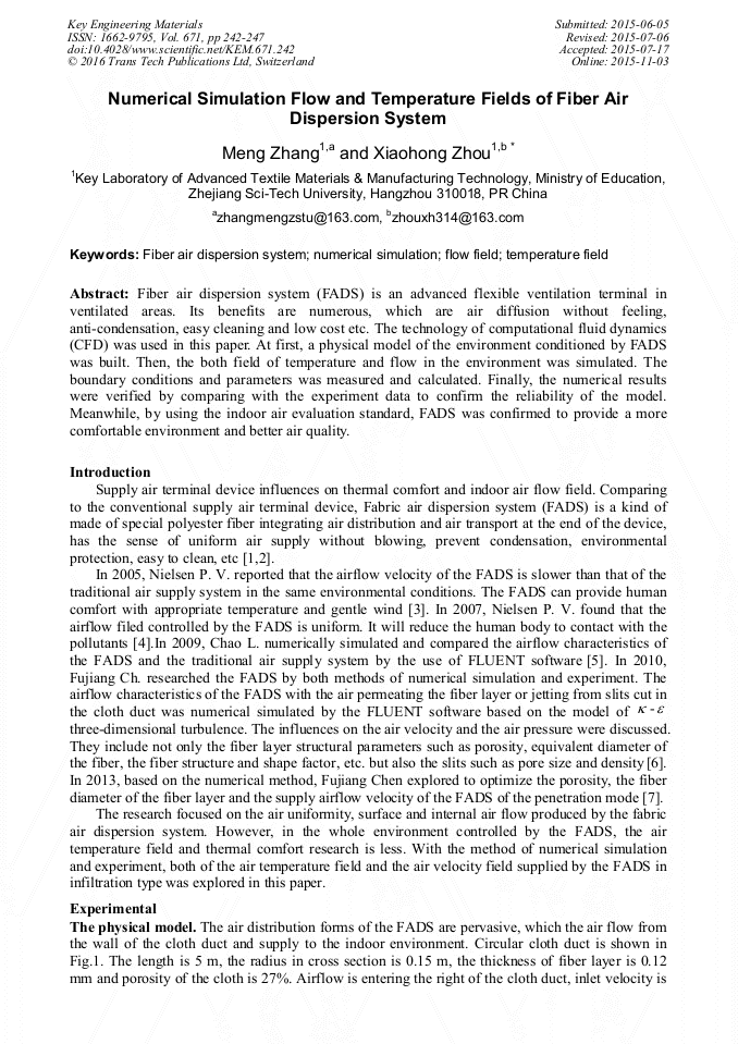 Numerical Simulation Flow and Temperature Fields of Fiber Air ...