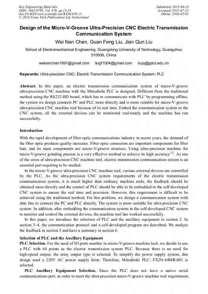 Design of the Micro-V-Groove Ultra-Precision CNC Electric Transmission ...