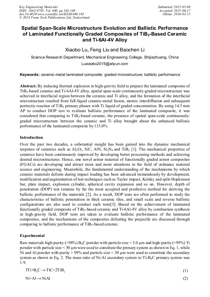 Spatial Span-Scale Microstructure Evolution and Ballistic Performance ...