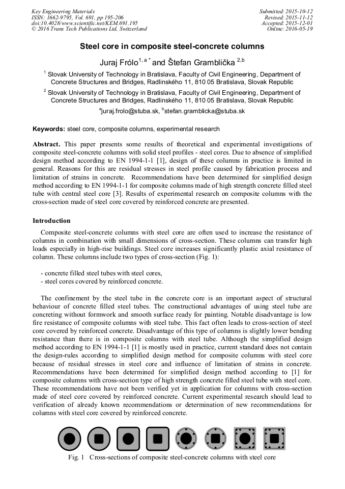 Steel Core in Composite Steel-Concrete Columns | Scientific.Net