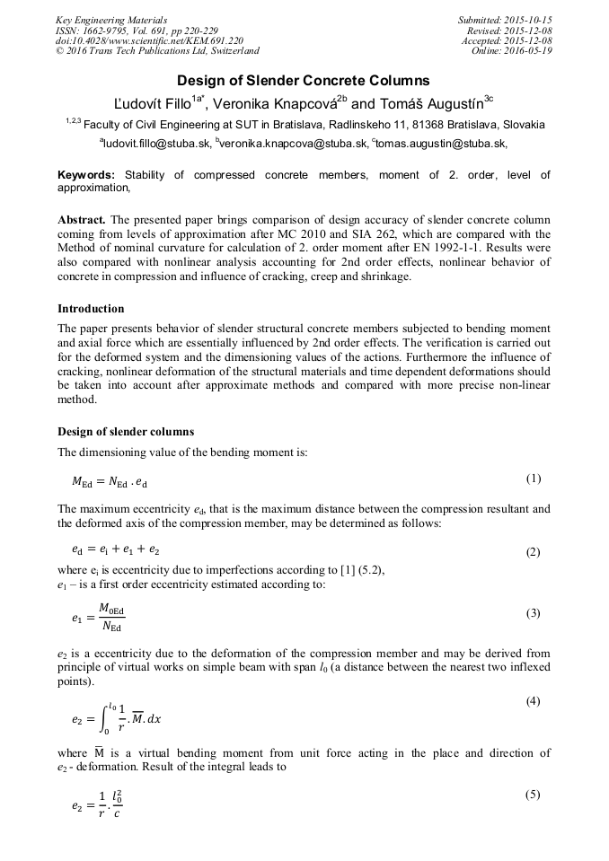Design of Slender Concrete Columns | Scientific.Net