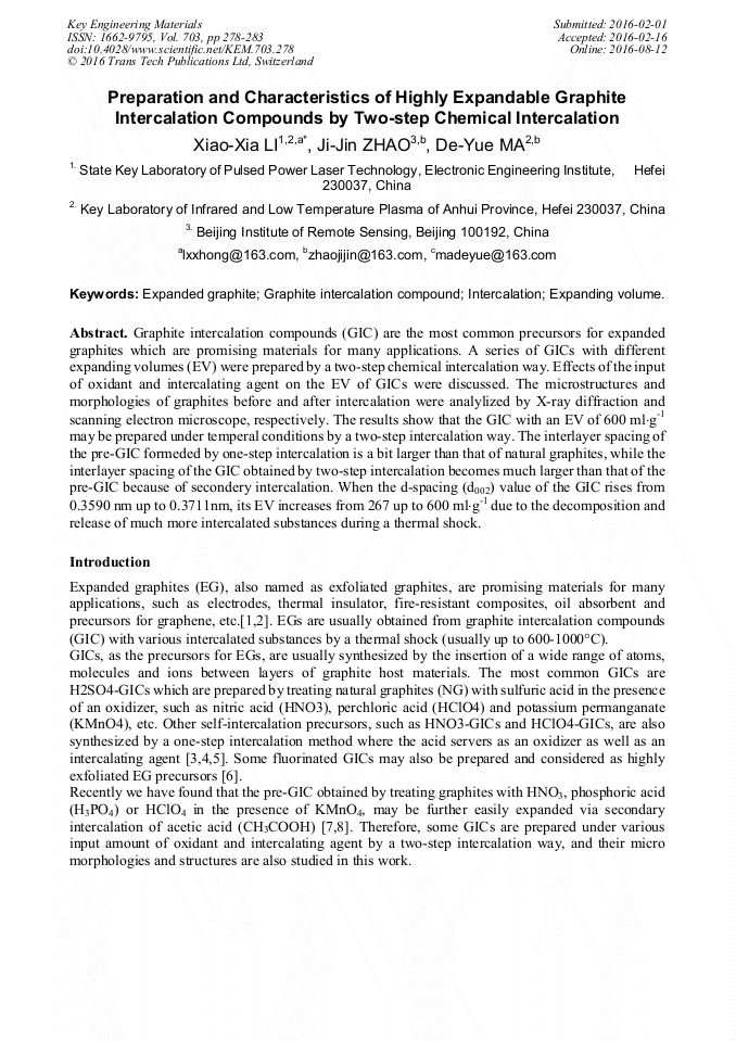 Preparation and Characteristics of Highly Expandable Graphite ...