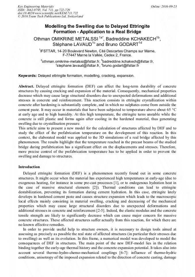 Modelling the Swelling due to Delayed Ettringite Formation ...