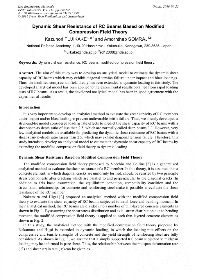 Dynamic Shear Resistance of RC Beams Based on Modified Compression ...