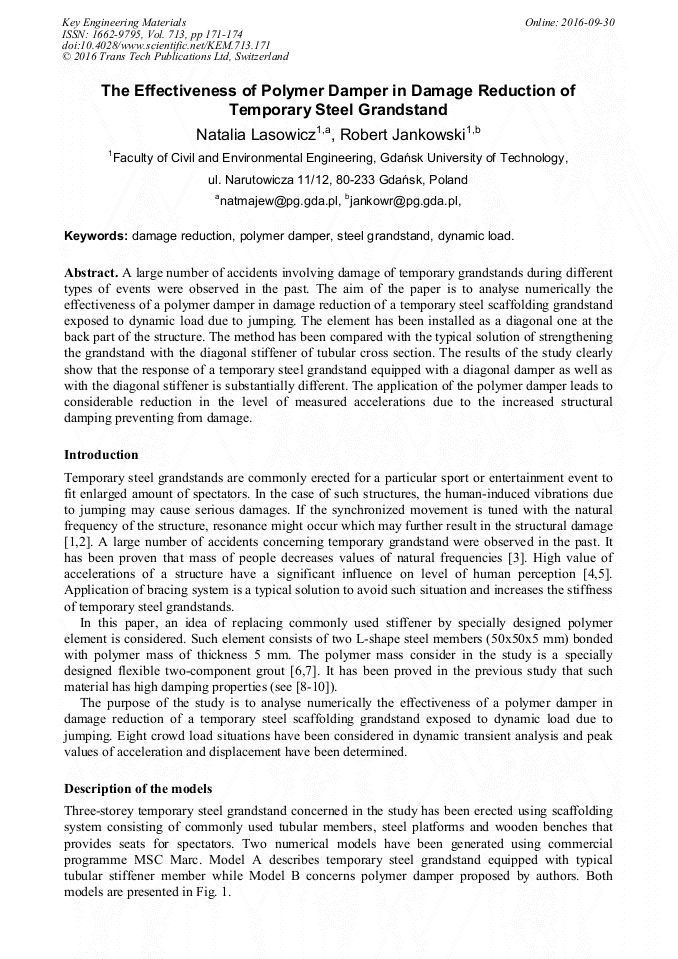 The Effectiveness of Polymer Damper in Damage Reduction of Temporary ...