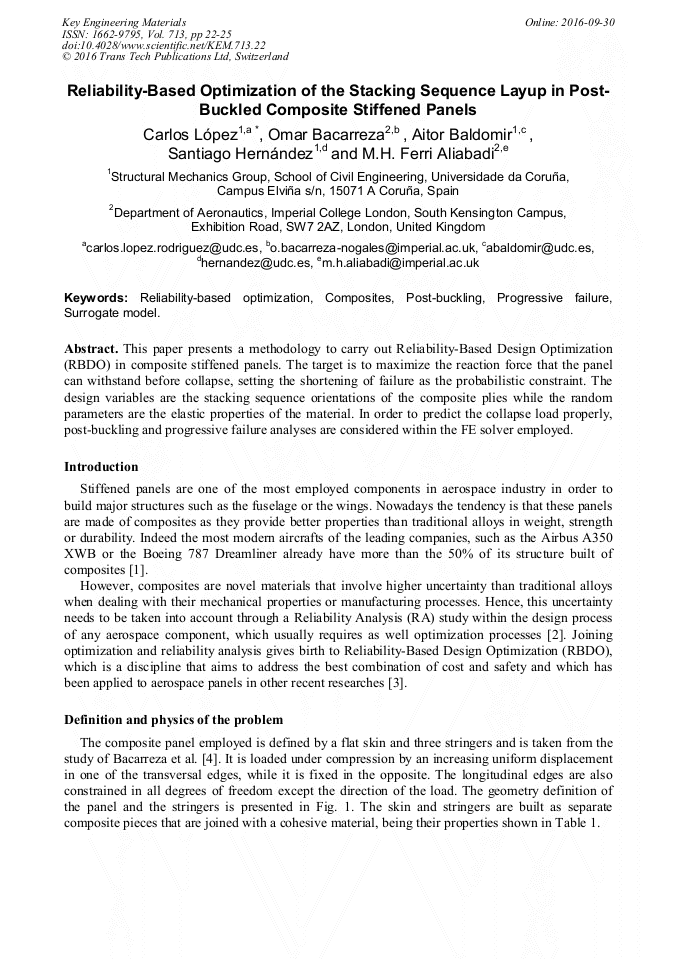 Reliability-Based Optimization of the Stacking Sequence Layup in Post-Buckled Composite ...