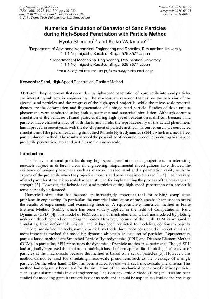 Numerical Simulation of Behavior of Sand Particles during High-Speed ...