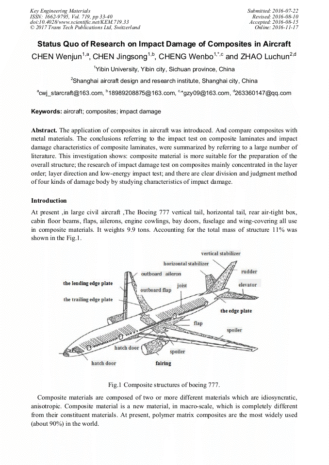 Status Quo of Research on Impact Damage of Composites in Aircraft ...